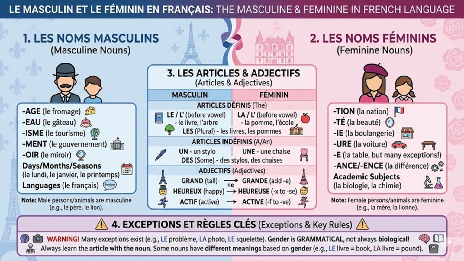 Les noms masculins et les noms féminins en français - imagiers.net