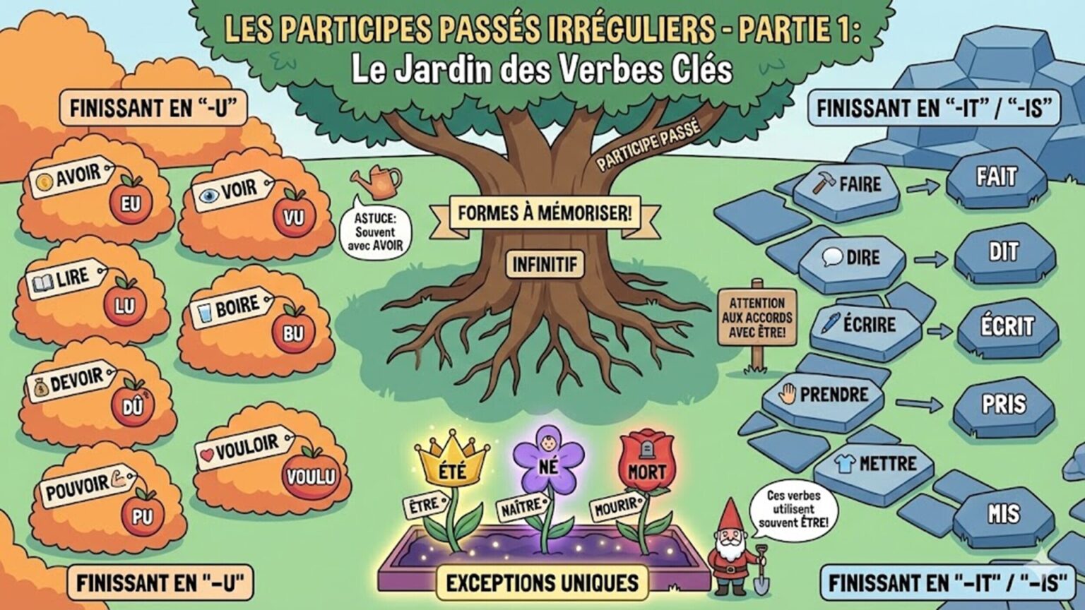 Les participes passés irréguliers I Verbes clés - imagiers.net